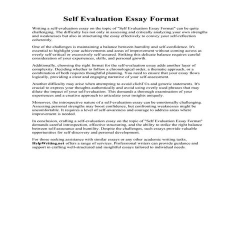 Self Evaluation Essay Format | PDF