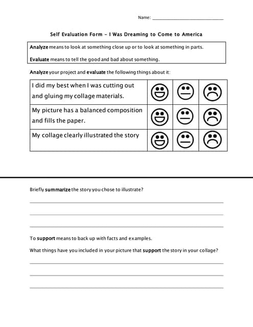 Self evaluation form co created rubric | PDF
