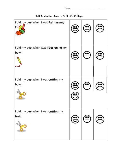 Self evaluation form dreaming collage | DOCX