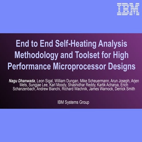 End to End Self-Heating Analysis Methodology and Toolset for High ...