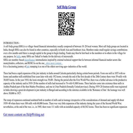 Self Help Group | PDF