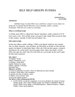 MANAGEMENT OF SELF HELP GROUPS | PDF