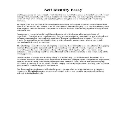 Self Identity Essay. Self Identity Essay Long and Short Essays on Self ...