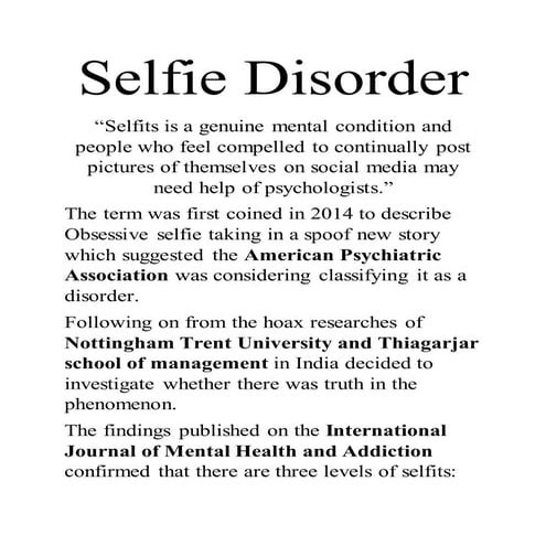 Selfie disorder | DOCX