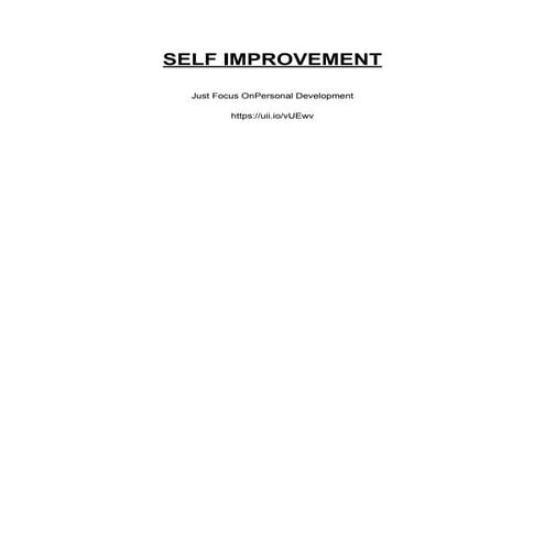 Self improvement | PDF