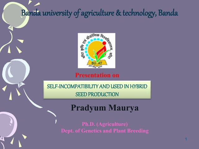 Self incompatibility in Plants | PPTX