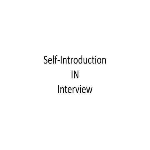 Self Introduction in Interview | PPTX
