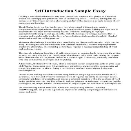 Self Introduction Sample Essay | PDF