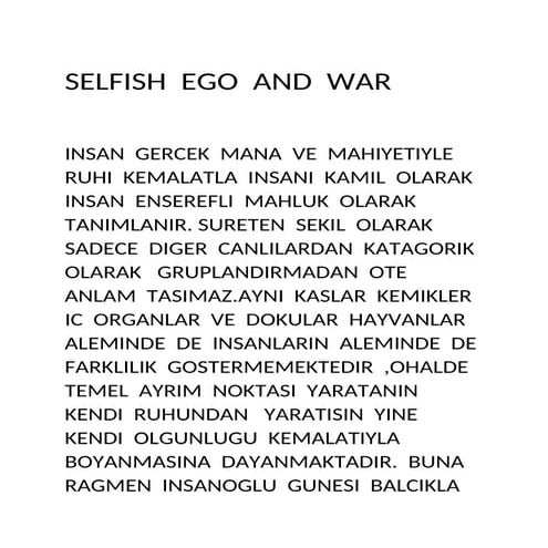 SELFISH EGO AND WAR.docx............. | PDF