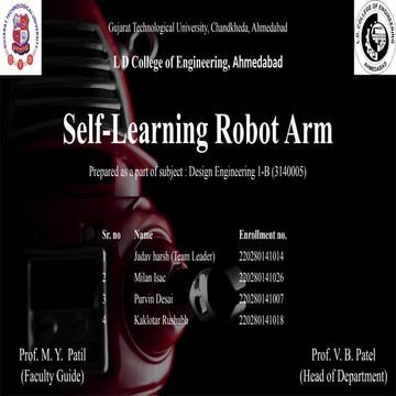 Self Learning Robot Arm De All Basice Aikinematics Pptx Robotics Technology And Computing