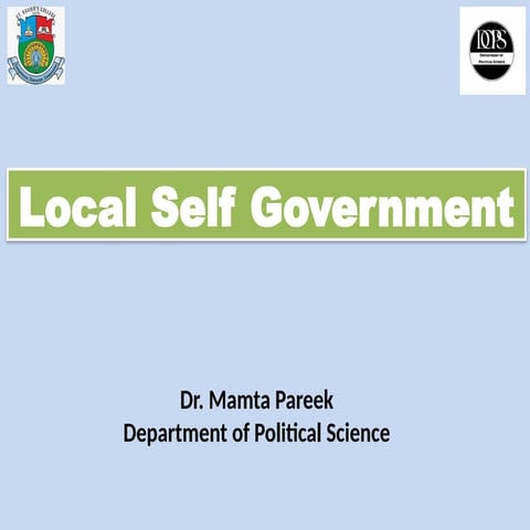 Self Local Rule - Panchayati Raj in India.pptx