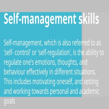 SELF-MANAGEMENT SKILLS | PPTX