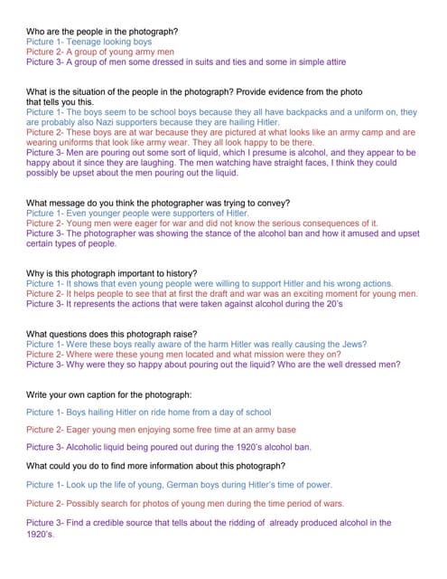 Picture analysis questions and answers | PDF