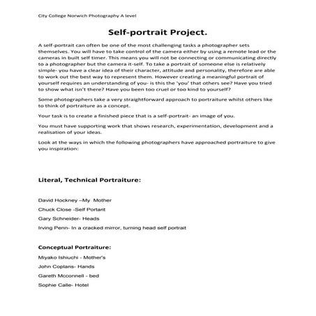 Self portrait | DOCX | Photography | Arts and Crafts