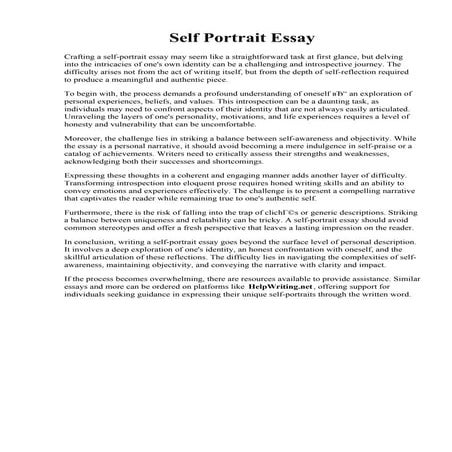 Self Portrait Essay | PDF
