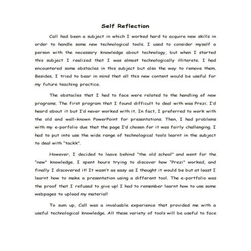 Self reflection call | PDF
