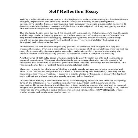 Self Reflection Essay. University of Connecticut | PDF