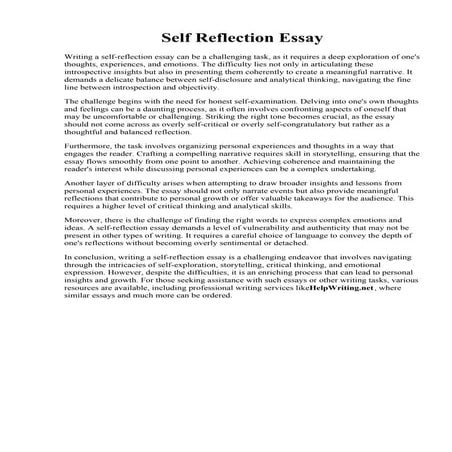 Self Reflection Essay. 017 Essay Example Self Reflection Sample Cfp ...