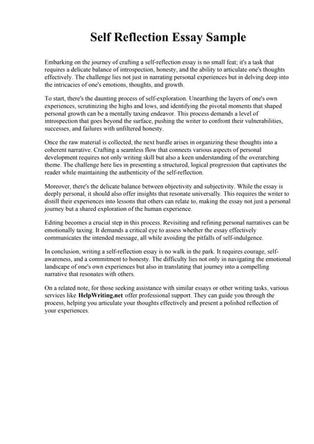 Self Reflective Essay Sample. Renton Technical College | PDF ...