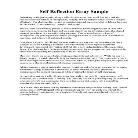 Self Reflection Essay Sample | PDF