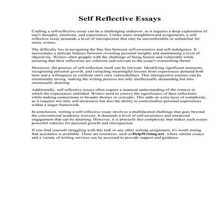 Self Reflective Essays.pdf | Homework and Study | Education