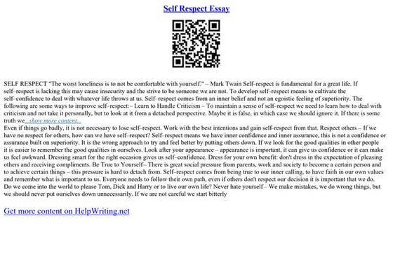 200 Word Essay On Respect | PDF | Resume Writing and Advice | Job Search