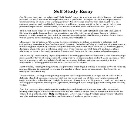 Self Study Essay | PDF