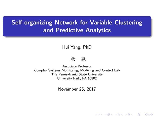 Self Organizing Network For Variable Clustering And Predictive Modeling Ppt
