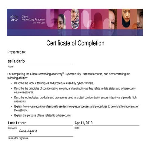 Cybersecurity Essentials Certificate | PPT