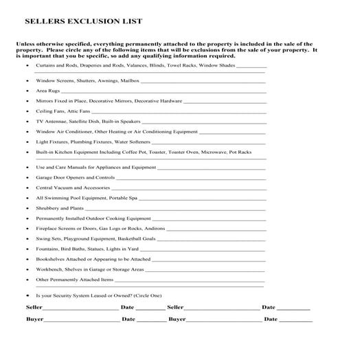 Seller Exclusion List | DOC