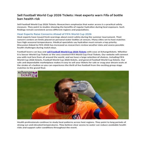 FIFA World Cup 2026: Heat Safety, Hydration Policies, and Ticket Sales ...