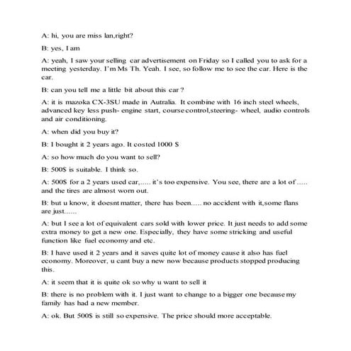 Selling the car | DOCX | Automotive Industry | Industries