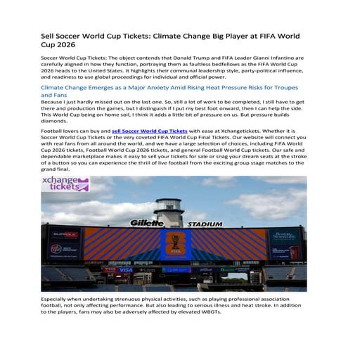 FIFA World Cup 2026: Heat Safety, Hydration Policies, and Ticket Sales ...