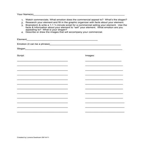 Brainstorm your script worksheet | PDF