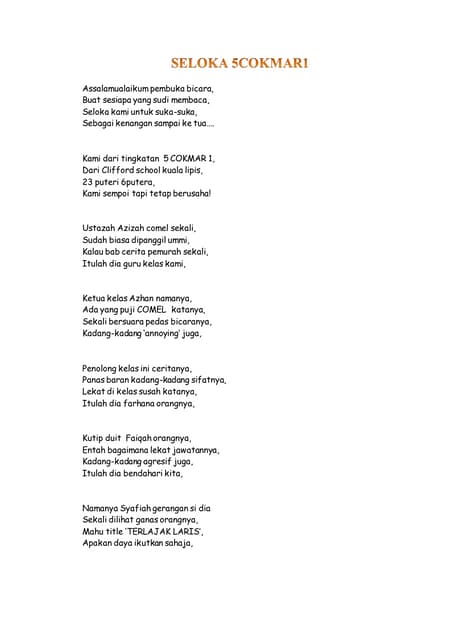 SELOKA KELAS 4C | DOCX