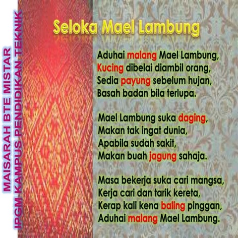 Seloka Mael Lambung | PPTX