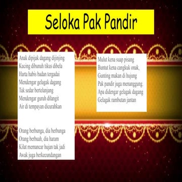 Seloka Pak Pandir (Tema, Persoalan,Pengajaran) | PPTX