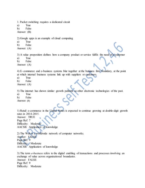 E-Commerce MCQ Questions and Answers for Competitive Exams | PDF