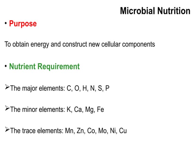 Nutritional classification of microorganisms | PDF | Nutrition ...