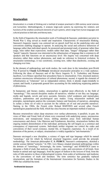 Literary Theory & Criticism pt. 2: Structuralism | PDF