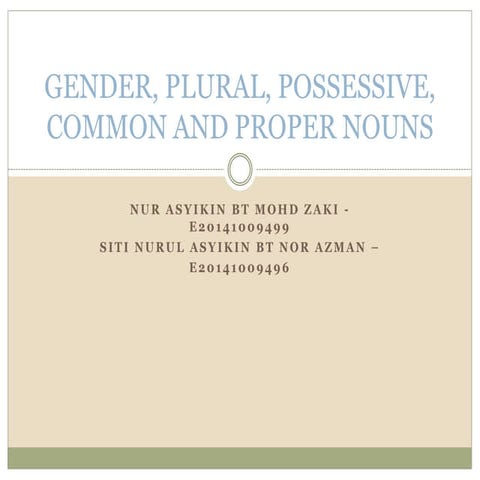 Sem 2 english grammar 2 - gender, plural...nouns | PPT
