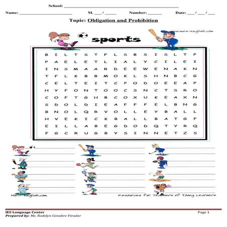 obligations and prohibition worksheet | PDF