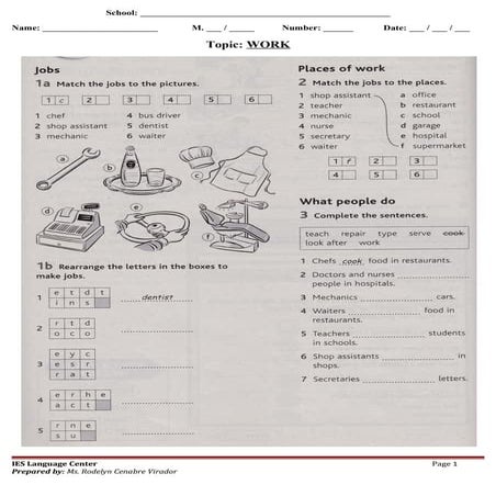 jobs worksheet | PDF