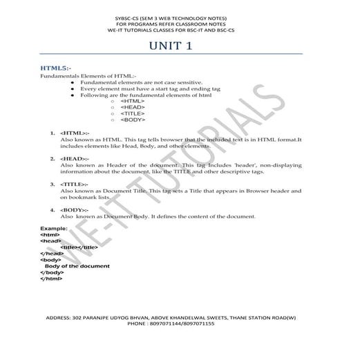 Sybsc Cs Sem 3 Web Programming Unit 1 Pdf