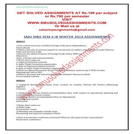 Smu mba sem 4 ib spring 2016 solved assignments | DOCX