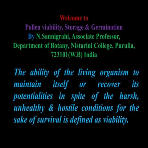 Pollen viability, storage & germination -A basic idea | PDF