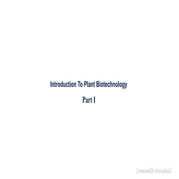 Introduction to plant biotechnology part 1 | PPT