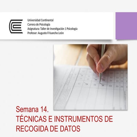 TÉCNICAS E INSTRUMENTOS DE RECOGIDA DE DATOS | PPTX