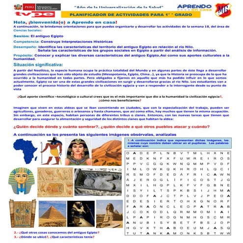 Semana 18 el antiguo Egipto primer grado | PDF