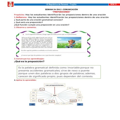 Hojas De Trabajo De Preposiciones De Cuarto Grado Preposiciones | PDF